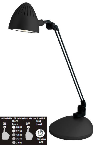 Lux Task 5.4 Watt LED Desk Lamp Black – Discount Lighting & Fans